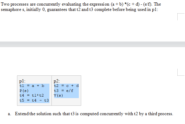 Solved Two processes are concurrently evaluating the | Chegg.com