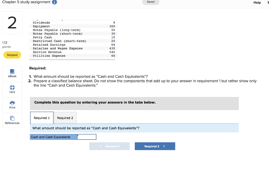 Chapter 5 study assignment i Saved Help Save & Exit | Chegg.com