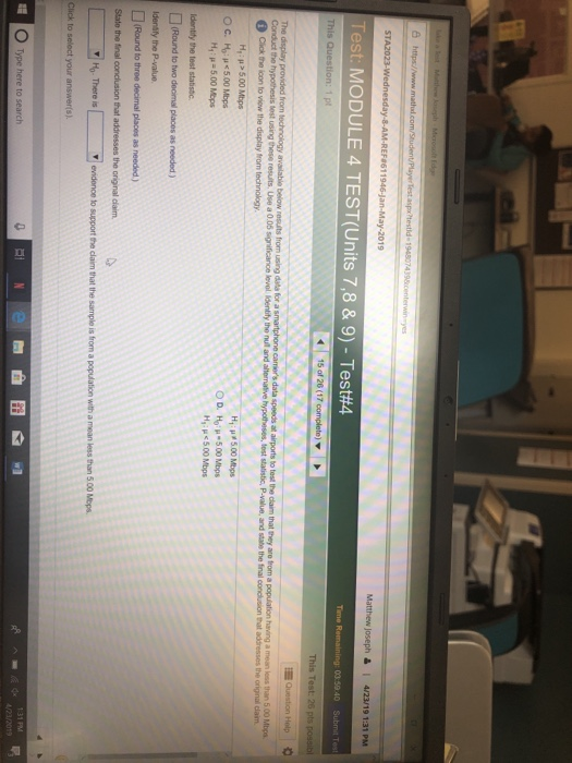 est: MODULE 4 TEST(Units 7,8 & 9) . Test#4 03:59 40 | Chegg.com