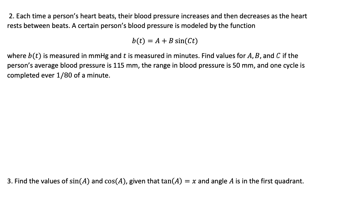 Solved 2. Each time a person's heart beats, their blood | Chegg.com