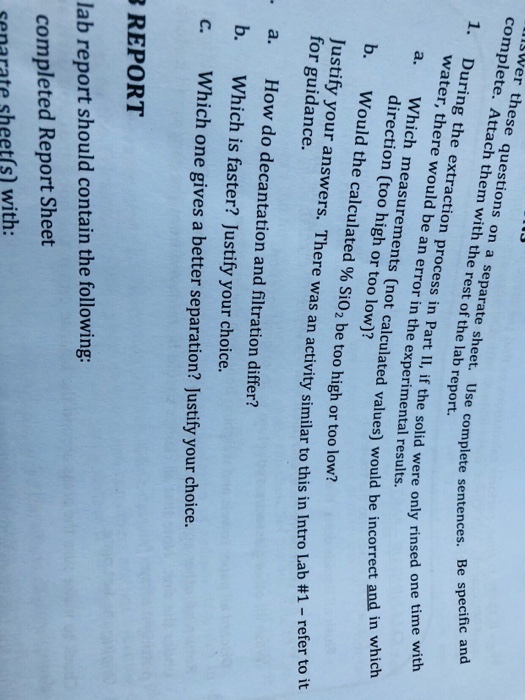 Solved SEPARATION OF MIXTURES NAMEete des Morten PARTNER i | Chegg.com