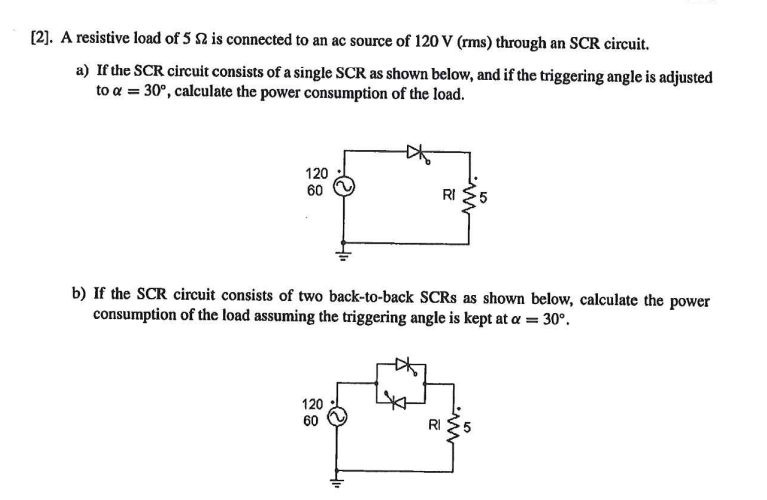 Solved [2). A resistive load of 5 s2 is connected to an ac | Chegg.com