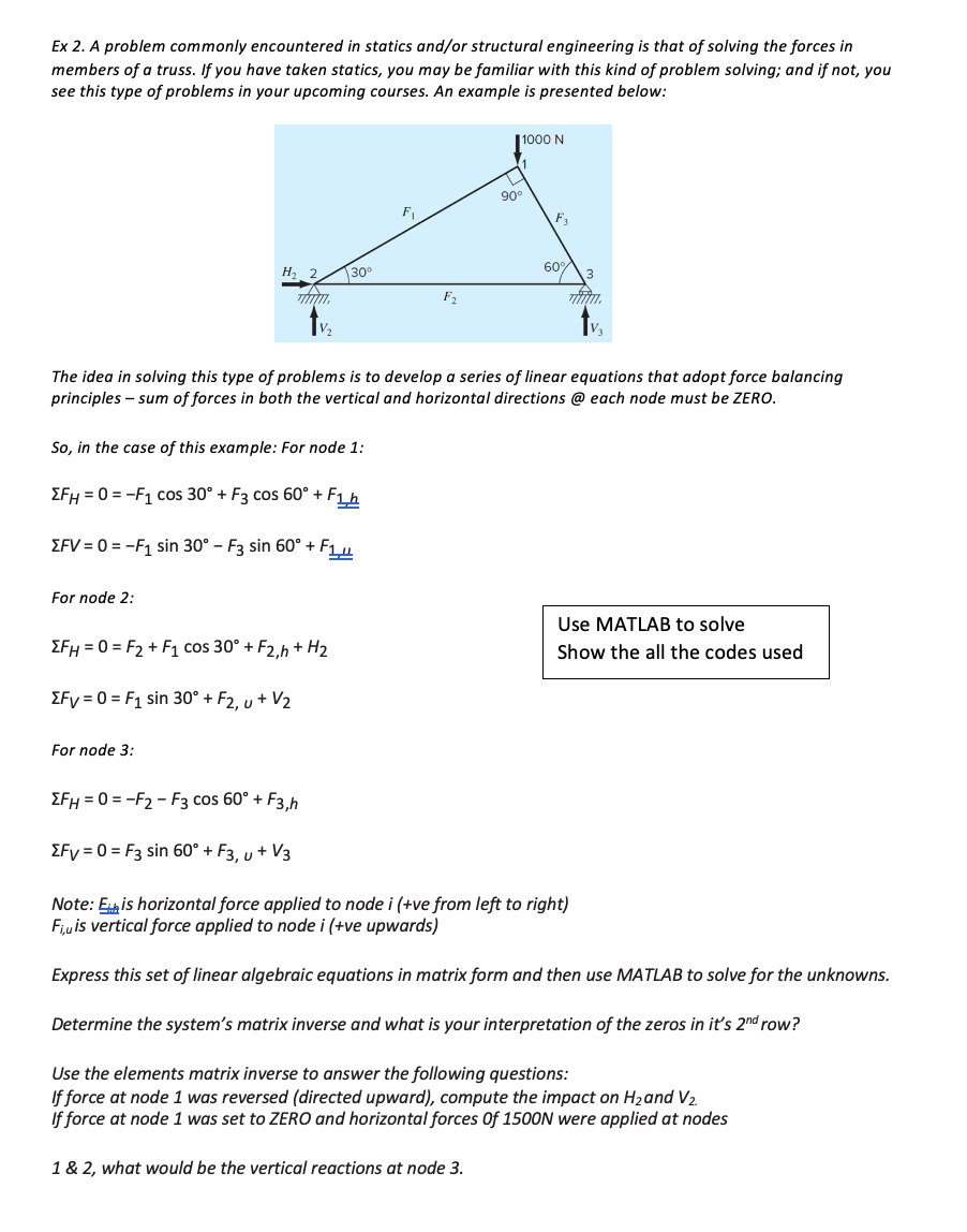 Ex 2. A problem commonly encountered in statics | Chegg.com