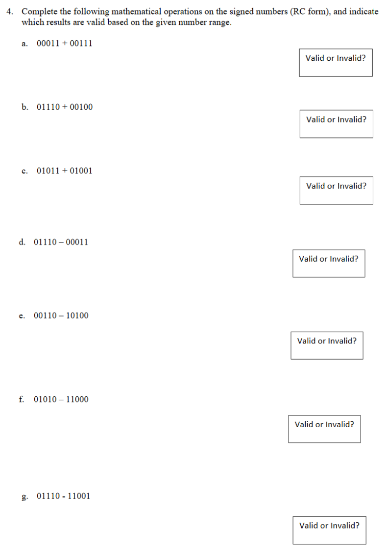 Solved 4. Complete the following mathematical operations on | Chegg.com