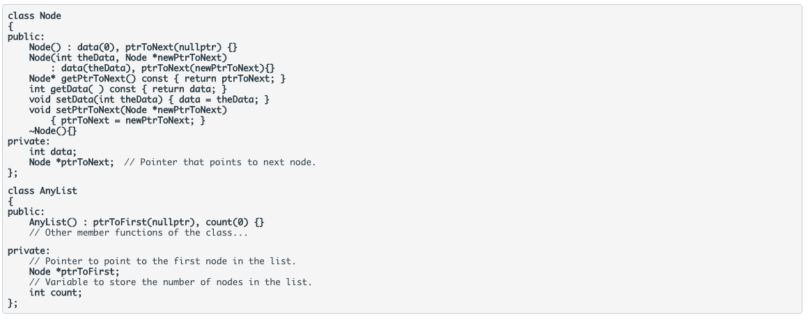 Solved class Node public: Node(): dataco), ptr | Chegg.com