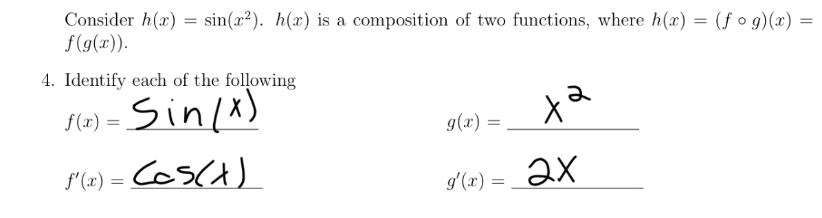 Solved Consider h(x) = sin(x2). h(x) is a composition of two | Chegg.com