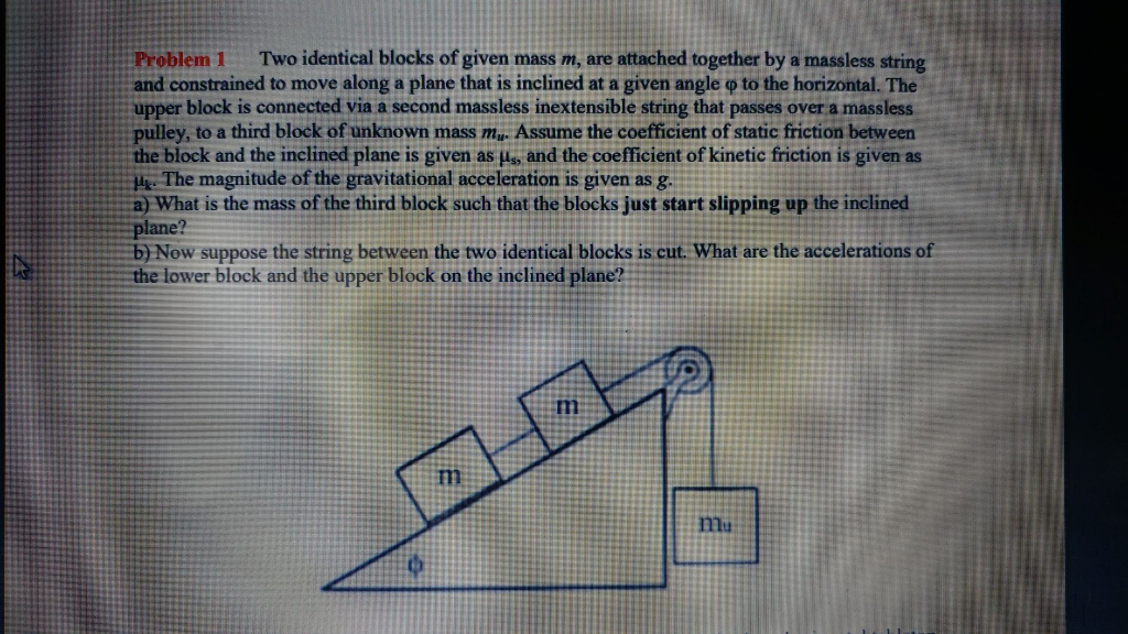 Solved Problem 1 Two identical blocks of given mass m, are | Chegg.com