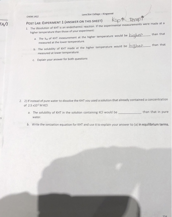 Solved CHEM 1412 Lone Star Colliege-Kingwood kspM-Temp POST | Chegg.com