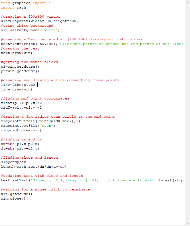 Solved Need help with line2.py from my code. from graphics | Chegg.com