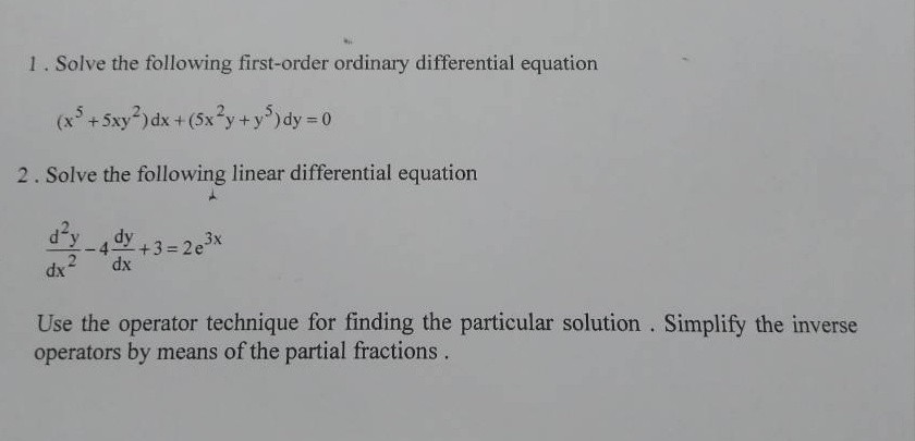 Solved 1. Solve the following first-order ordinary | Chegg.com