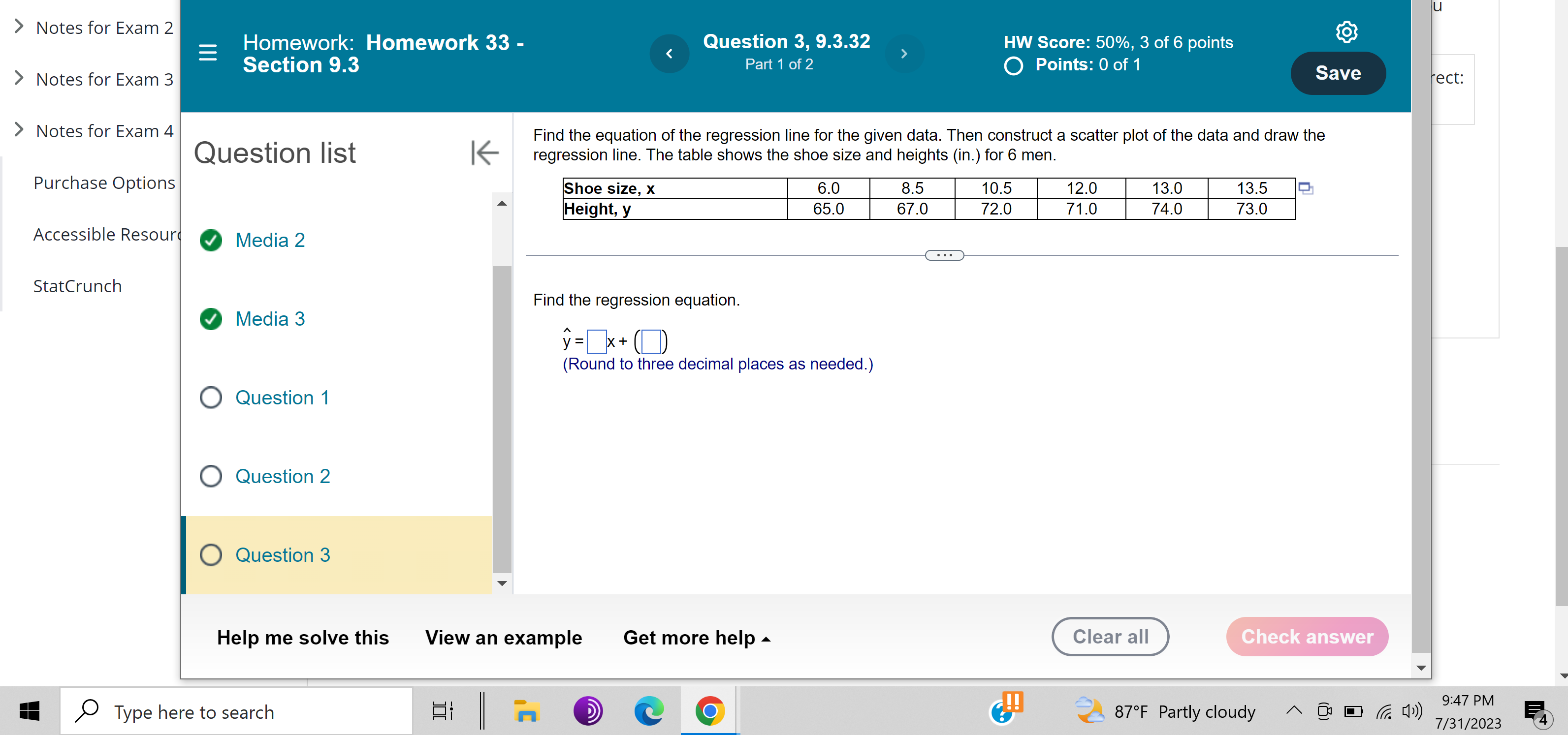 Solved > Notes for Exam 2 ≡ Homework: Homework 33 Section | Chegg.com