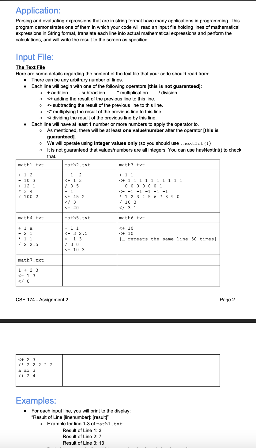Solved Application: Parsing and evaluating expressions that | Chegg.com
