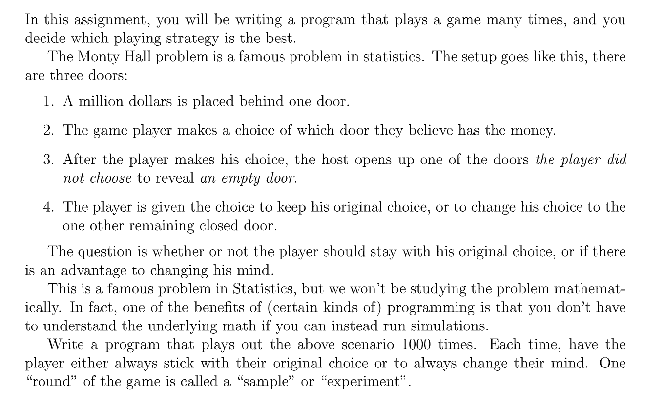 In this assignment, you will be writing a program | Chegg.com