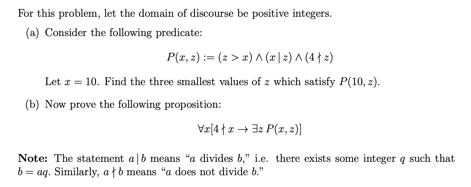 Solved For this problem, let the domain of discourse be | Chegg.com