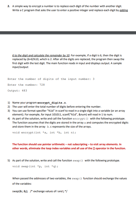 Solved 2. A simple way to encrypt a number is to replace | Chegg.com