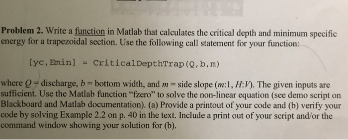 Solved Problem 2 Write A Function In Matlab That Calculates