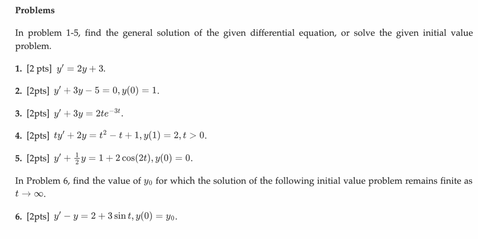 Solved ProblemsIn problem 1-5, ﻿find the general solution of | Chegg.com