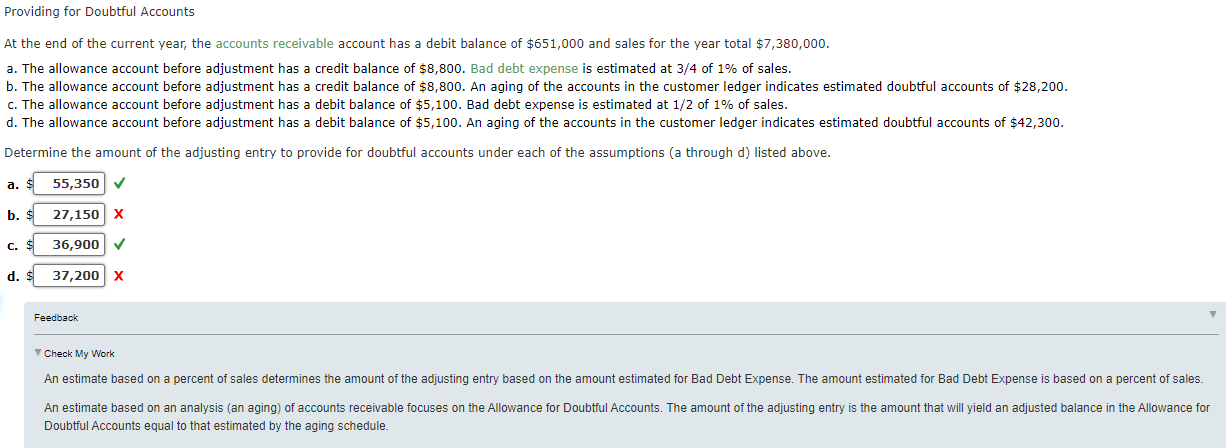 Solved Providing for Doubtful Accounts At the end of the | Chegg.com