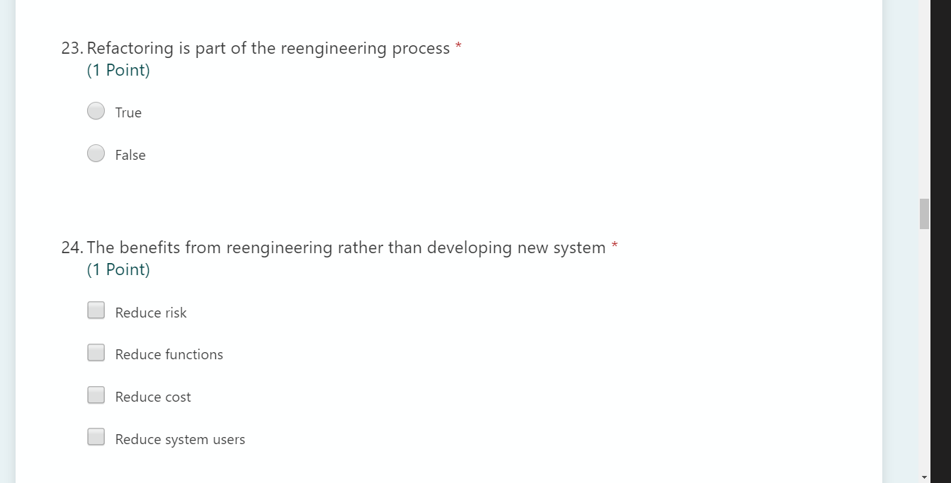 Solved 23. Refactoring is part of the reengineering process | Chegg.com