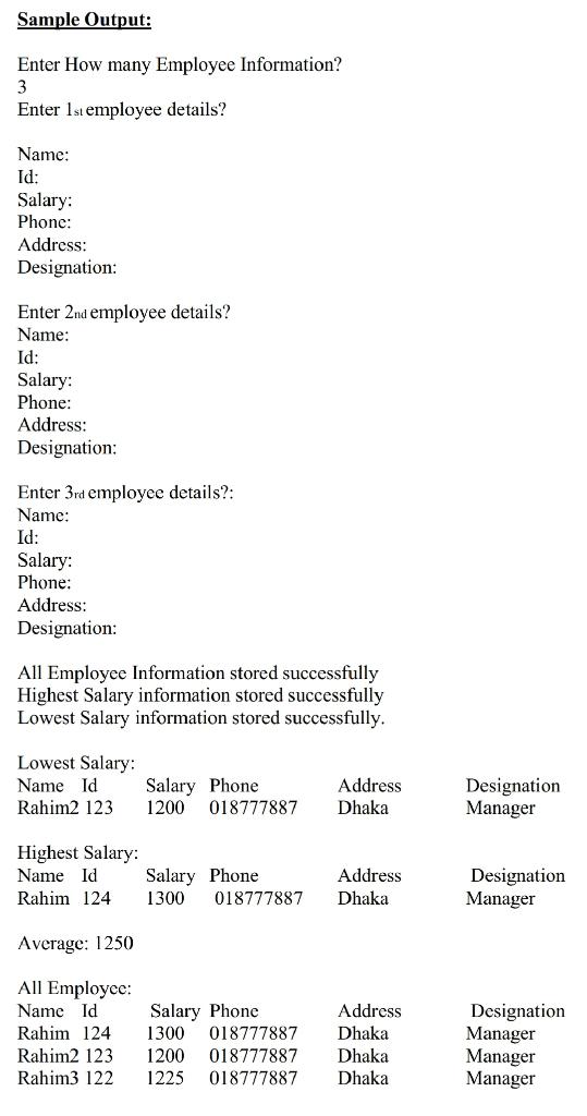 Solved Create a class named Employee with a method | Chegg.com