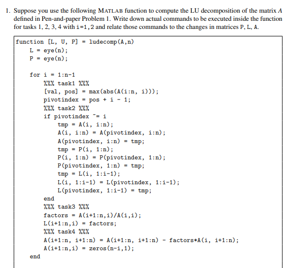 1. Suppose you use the following MATLAB function to | Chegg.com