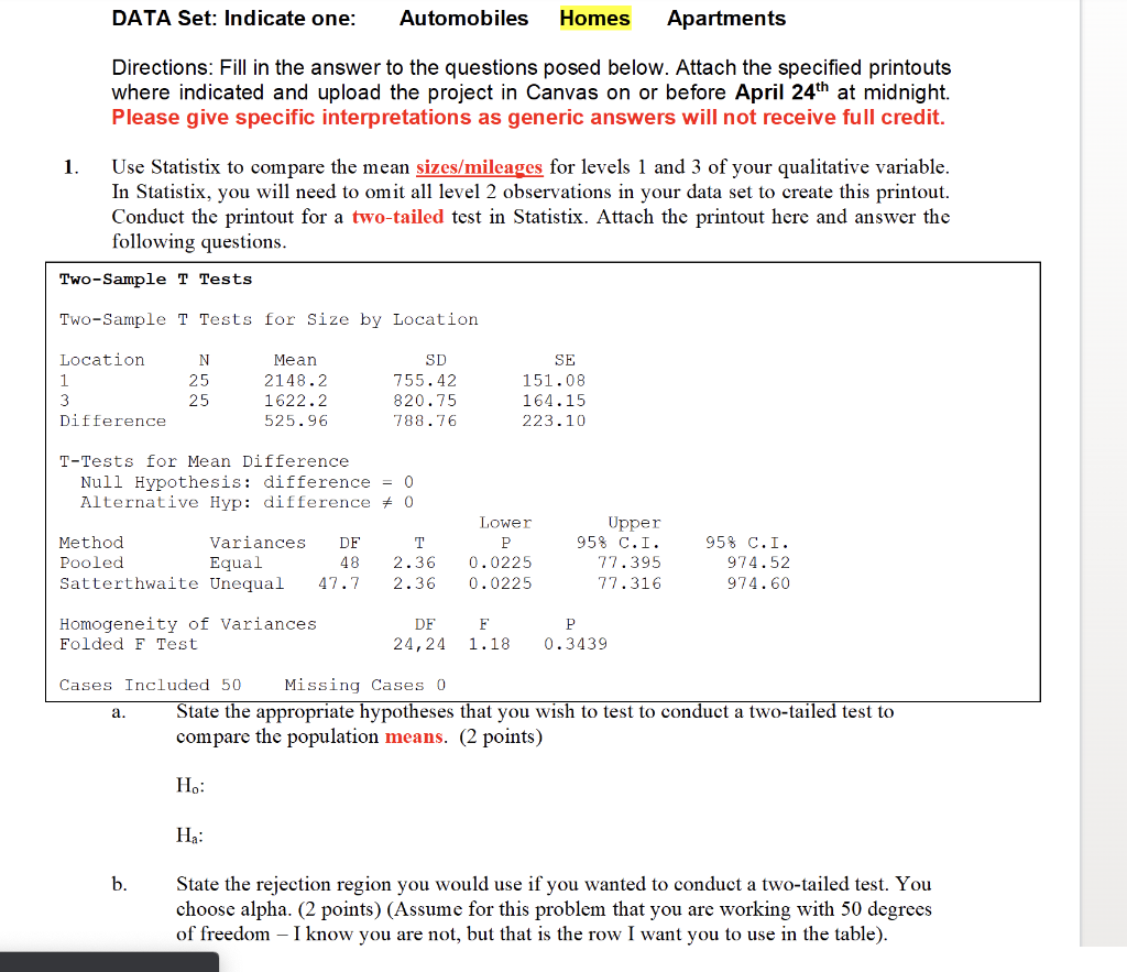 Solved DATA Set: Indicate one: Automobiles Homes Apartments | Chegg.com
