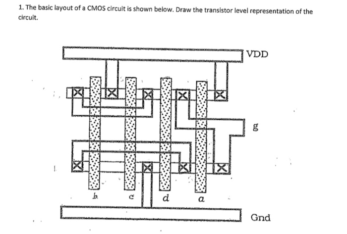 Solved 1. The basic layout of a CMOS circuit is shown below. | Chegg.com