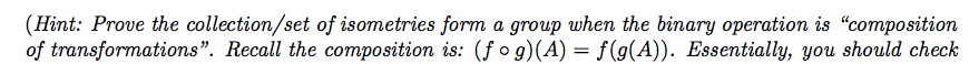 Solved Prove that the set of isometries of a plane forms a | Chegg.com