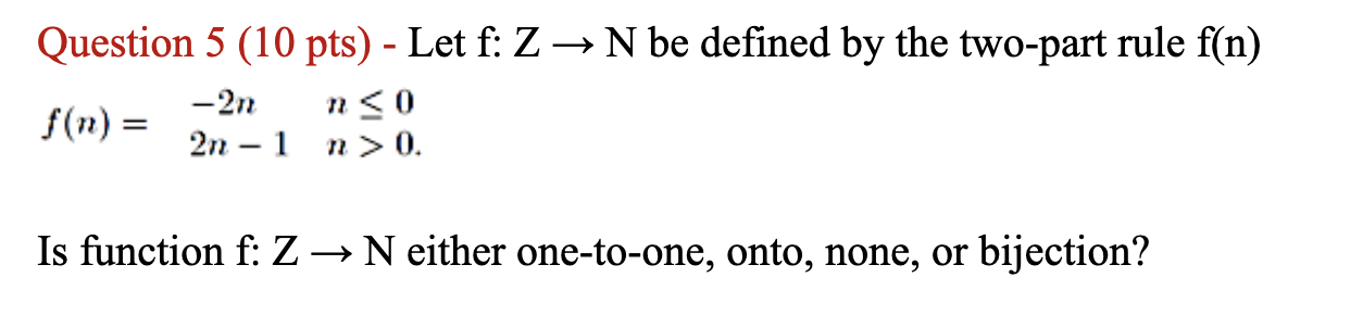 Solved Question 5 (10 pts) - Let f: ZN be defined by the | Chegg.com