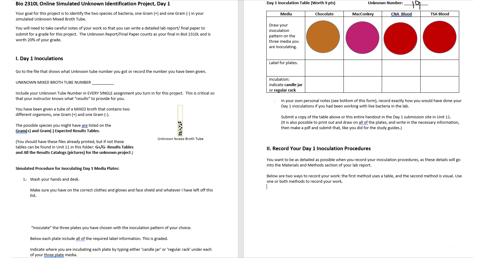 Bio 2310L Online Simulated Unknown Identification | Chegg.com