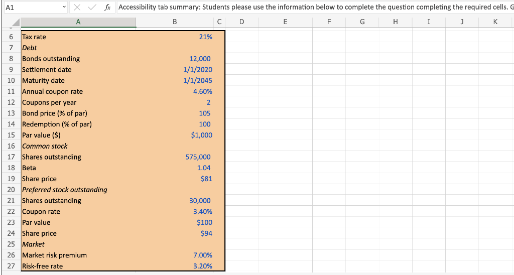 Solved A 1 fx Accessibility tab summary: Students please use | Chegg.com