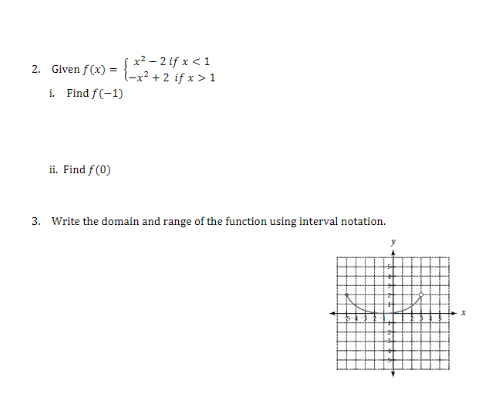Solved 2. Given f(x)={x2−2 if x 1 i. Find f(−1) | Chegg.com