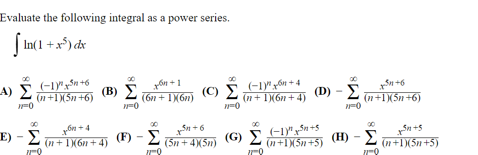 Solved Evaluate the following integral as a power series. | Chegg.com