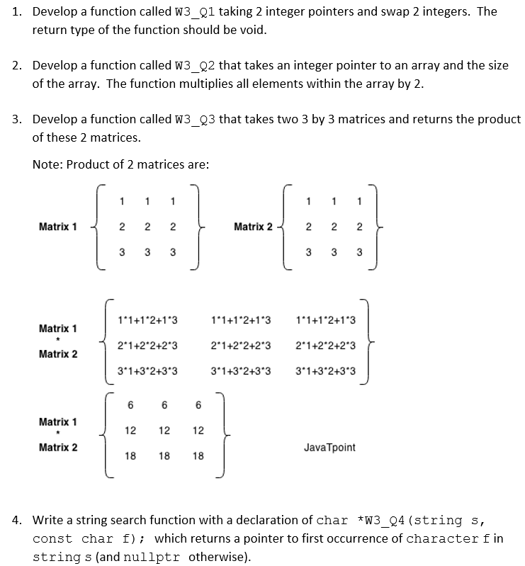 Solved 1. Develop a function called W3_01 taking 2 integer | Chegg.com