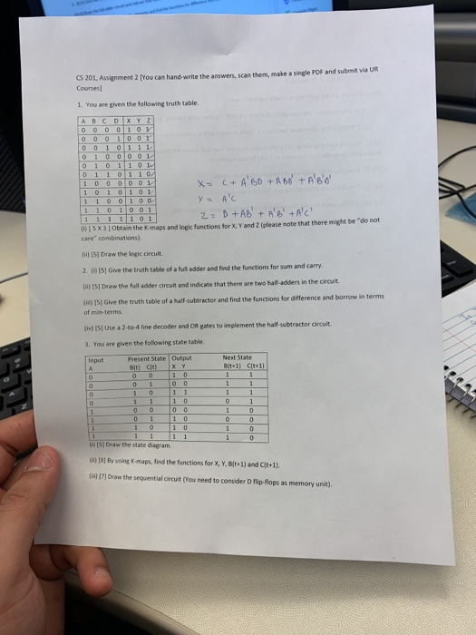 Solved CS 201, Assignment 2 [You can hand-write the answers, | Chegg.com