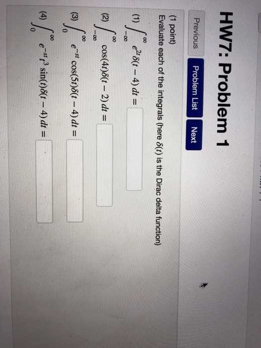 Solved HW7: Problem1 Previous Problern List Next (1 point) | Chegg.com