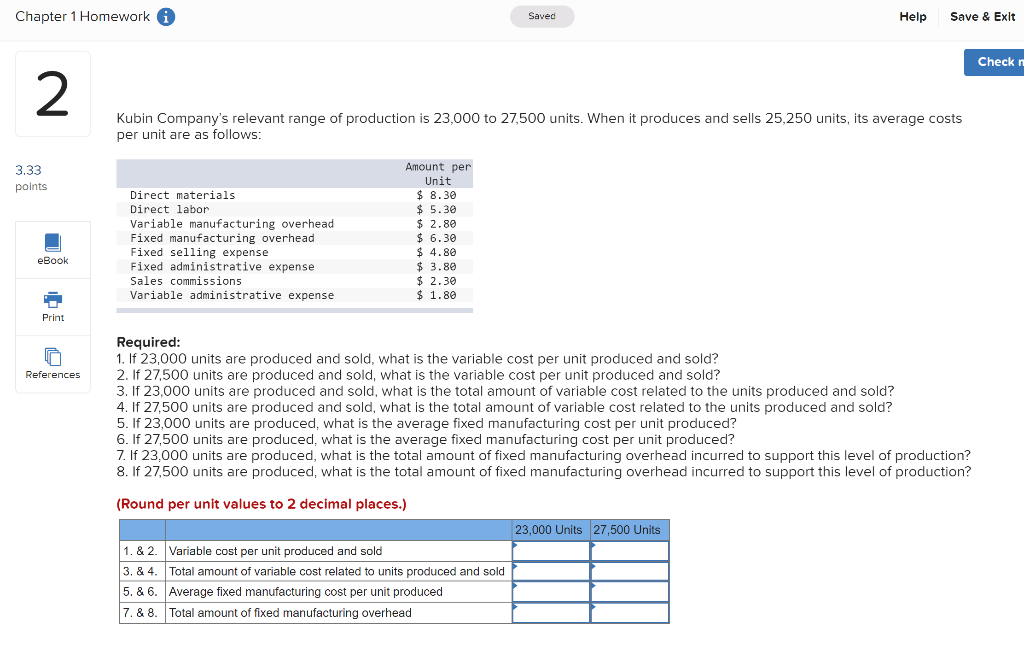 Solved Chapter 1 Homework i Saved Help Save & Exit Check 2. | Chegg.com