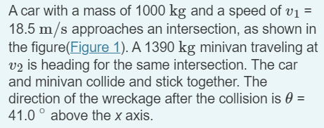 Solved Find the initial speed of the minivan assuming | Chegg.com