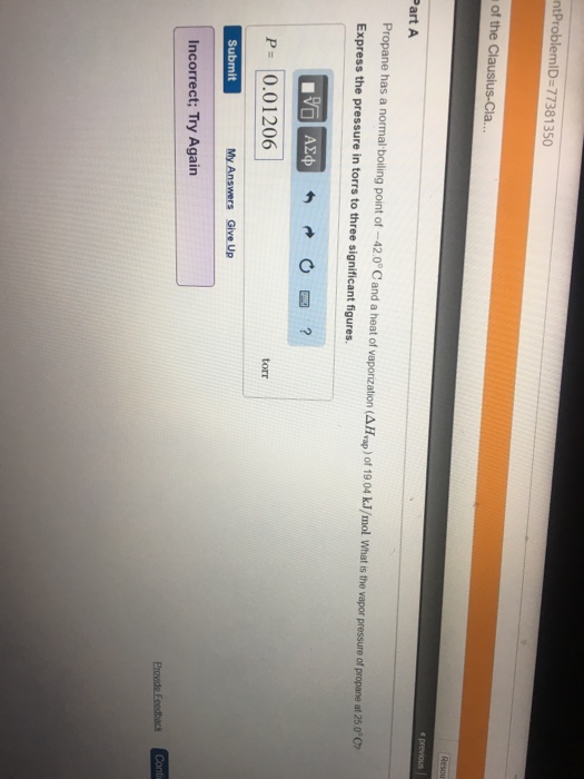 Solved Propane has a normal boiling point of -42.0 degree C | Chegg.com