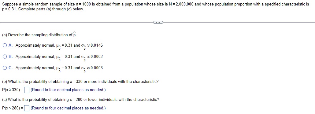 Solved Suppose a simple random sample of size \\( n=1000 \\) | Chegg.com