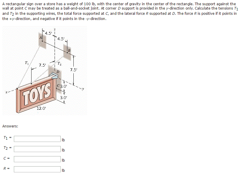 Solved A rectangular sign over a store has a weight of 100 | Chegg.com