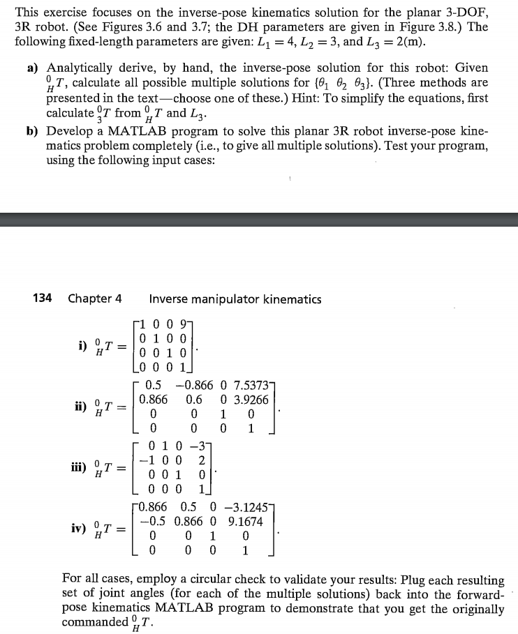 Solved This exercise focuses on the inverse-pose kinematics | Chegg.com