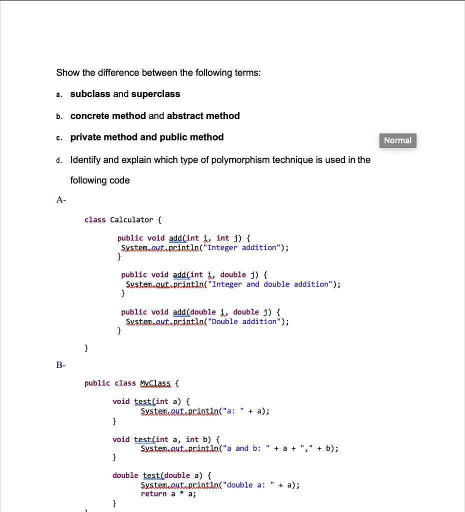 Solved Show the difference between the following terms: a. | Chegg.com