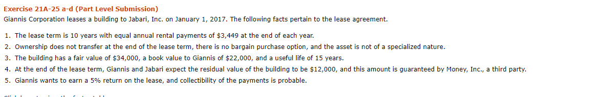 Solved Exercise 21A-25 a-d (Part Level Submission) Giannis | Chegg.com