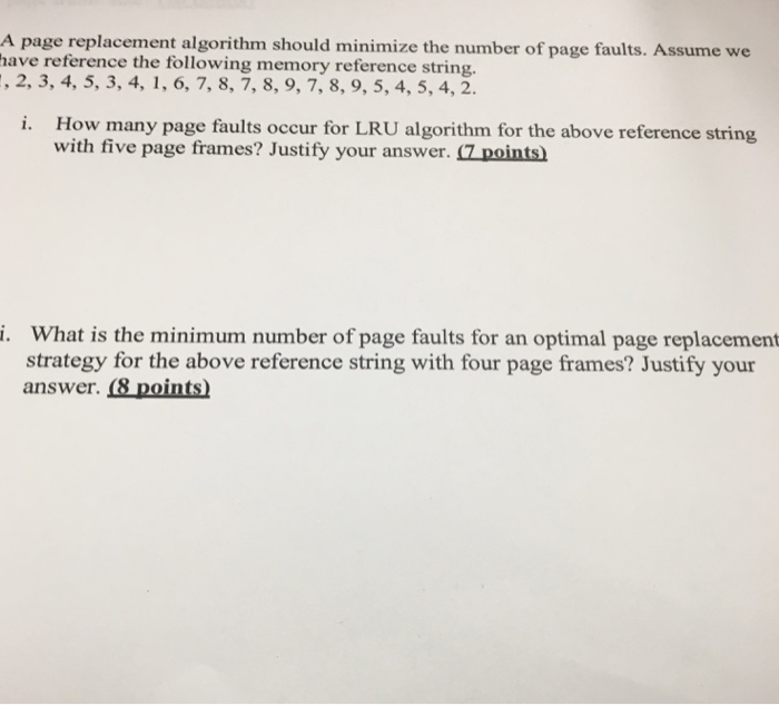 Solved A page replacement algorithm should minimize the | Chegg.com