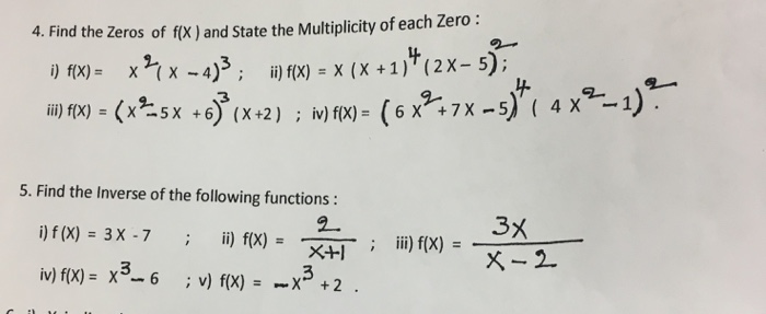 Solved Find the Zeros of f(X) and State the Multiplicity of | Chegg.com