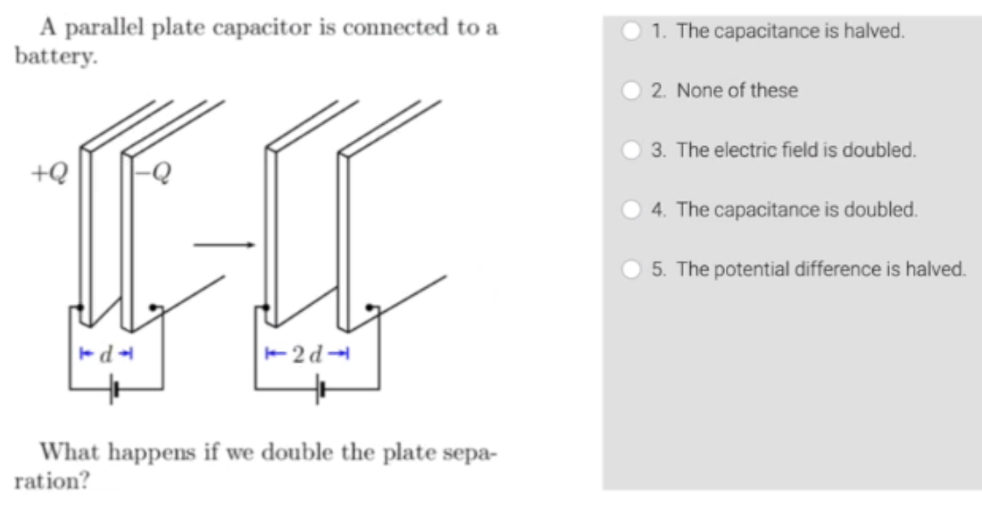 Solved A parallel plate capacitor is connected to a battery. | Chegg.com