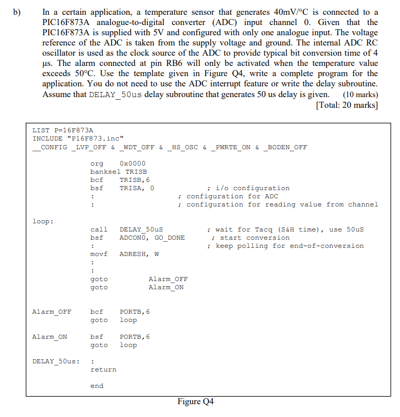b) In a certain application, a temperature sensor | Chegg.com
