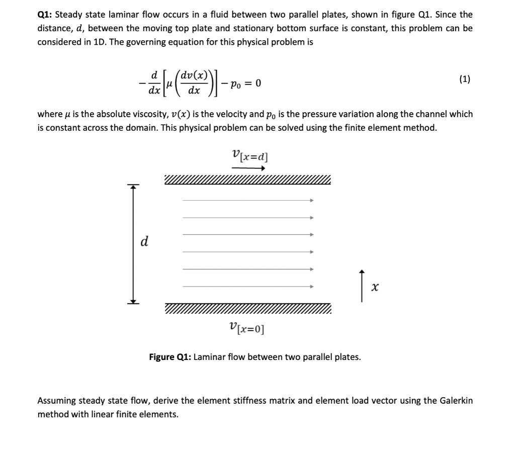 Q1: Steady state laminar flow occurs in a fluid | Chegg.com