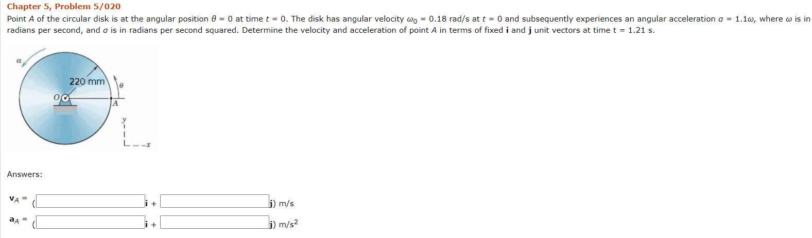 Solved Chapter 5, Problem 5/020 Point A of the circular disk | Chegg.com